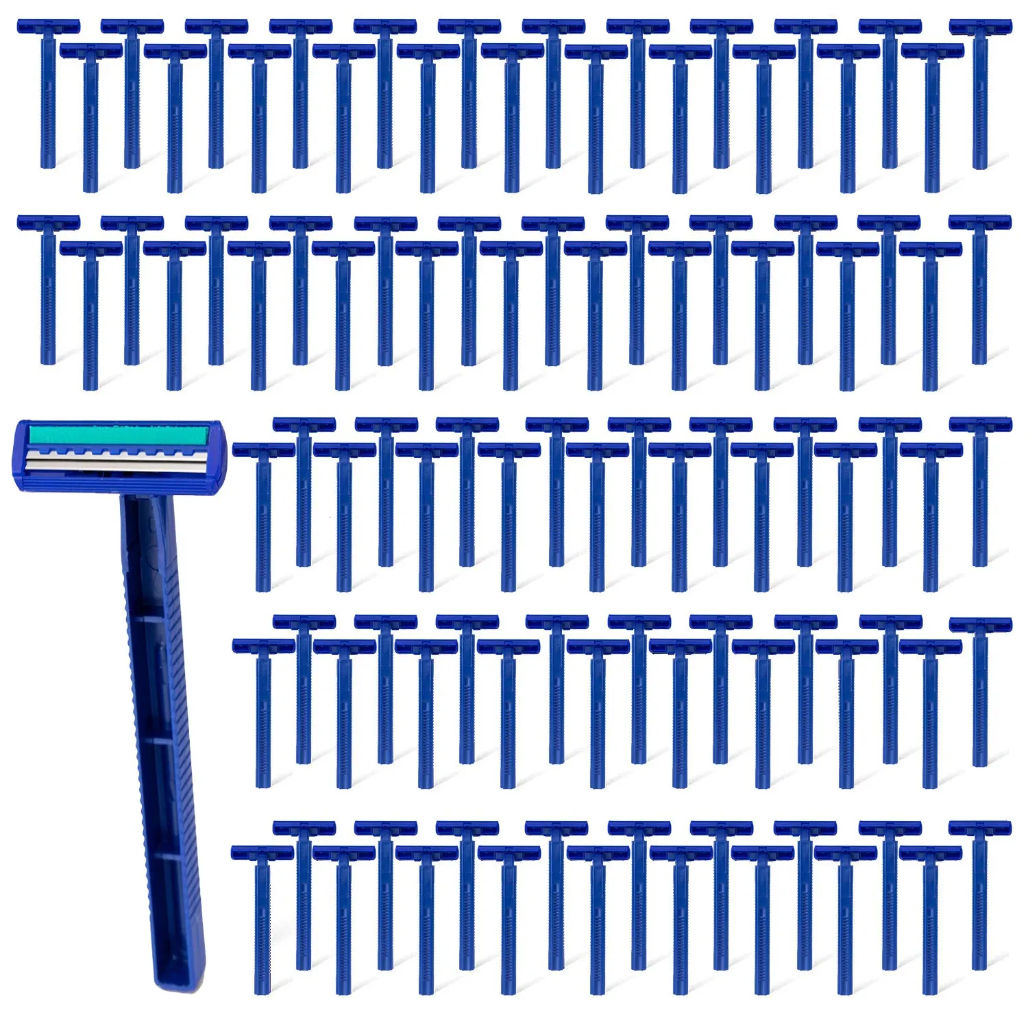 100 Disposable Twin Blade Razors for Men - Lubricating Strip, Portable ...