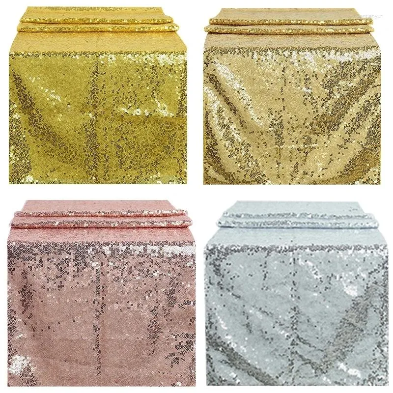 Table Skirt Sequin Runners Shiny Embroider Tablecloth Gold/Silver ...