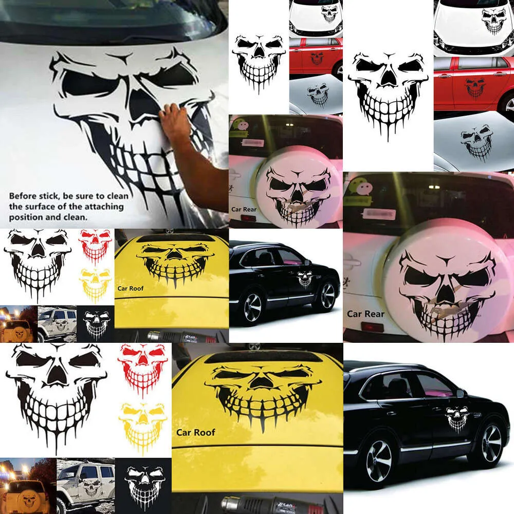 Skull Car Decals Halloween Car Sticker Skeleton Hood Vinyl For Rear ...