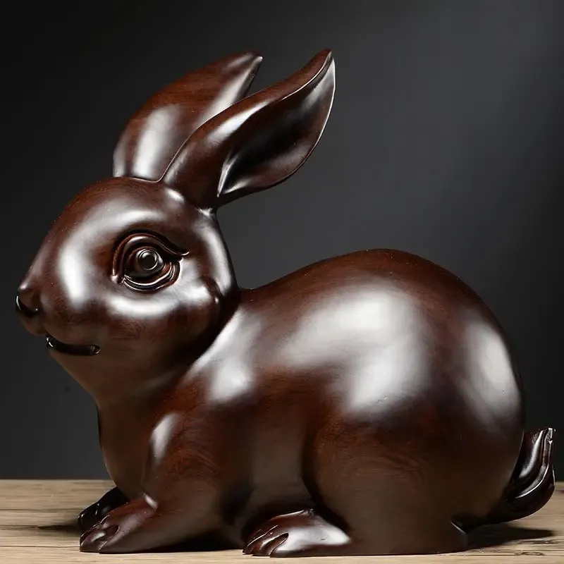 Sculptures Wood Rabbit Decoration Solid Wood Carving Animal Twelve ...