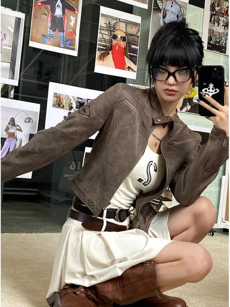 DHgate.com:Womens Y2K 90s Vintage Leather Jackets, Punk DHgate.com:Womens Y2K 90s Vintage Leather Jackets, Punk
