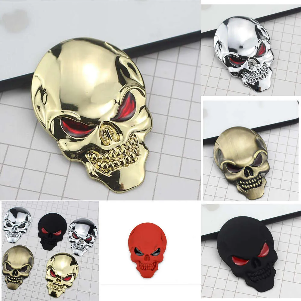 3D Metal Halloween Car Sticker Set Skeleton, Skull, Bone Design Chrome ...
