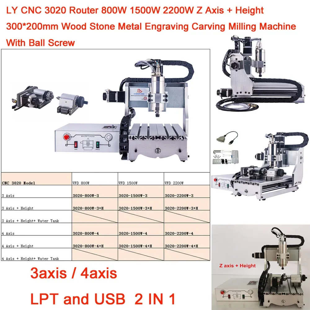 Wholesale LY CNC 3020 Router Z Axis, 800W/1500W, 2200W 300x200mm Ideal ...