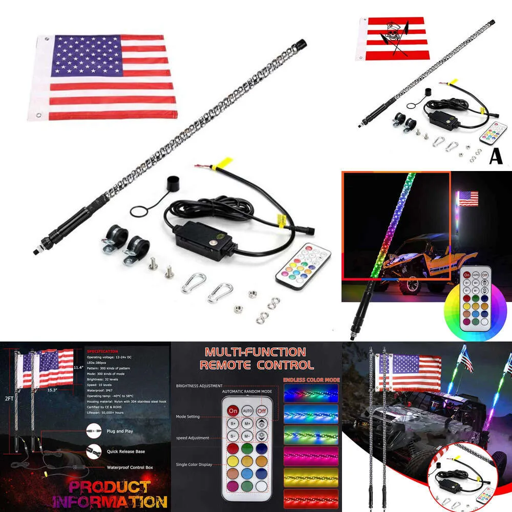 RGB LED Beach Marquee Lights Upgraded Antenna Lamp For Car, Off Road ...