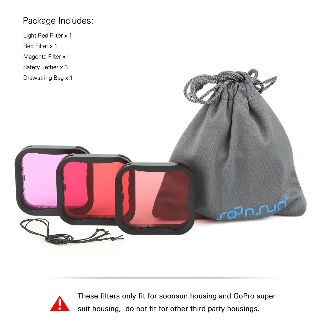 3-Pack SOONSUN Dive Filters for GoPro Hero 5 6 7 Black: Red Light ...