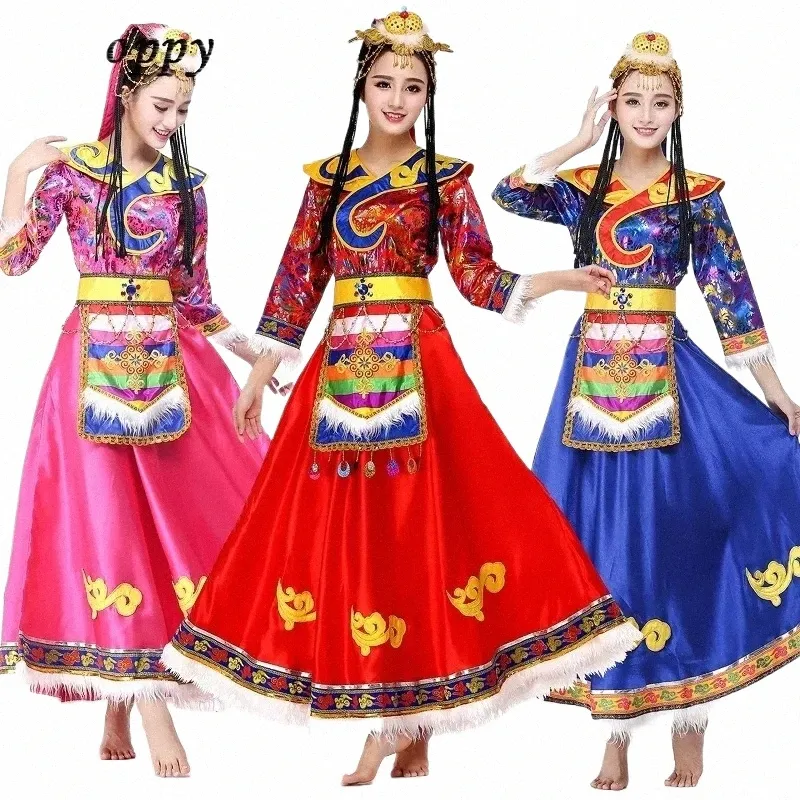 New High End Lg Secti Of Tibetan Dance Costumes Female Minority Adult Tibetan Sleeves Slim ...