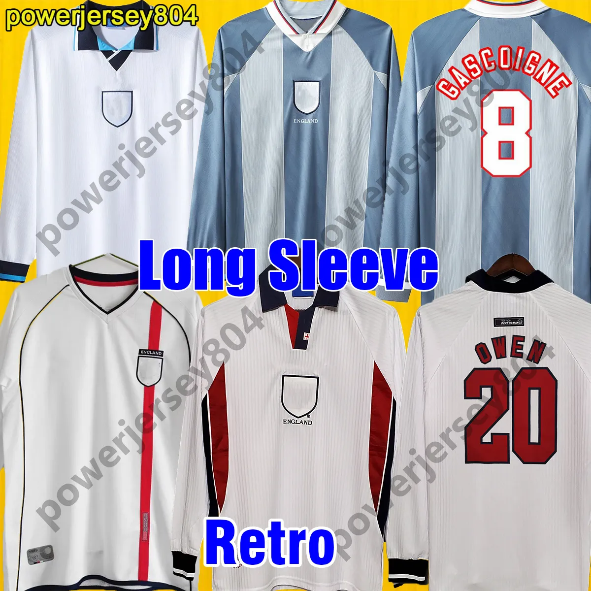 Englands Retro Long Sleeve Soccer Shirt Long Sleeve For 1994 1998 ...