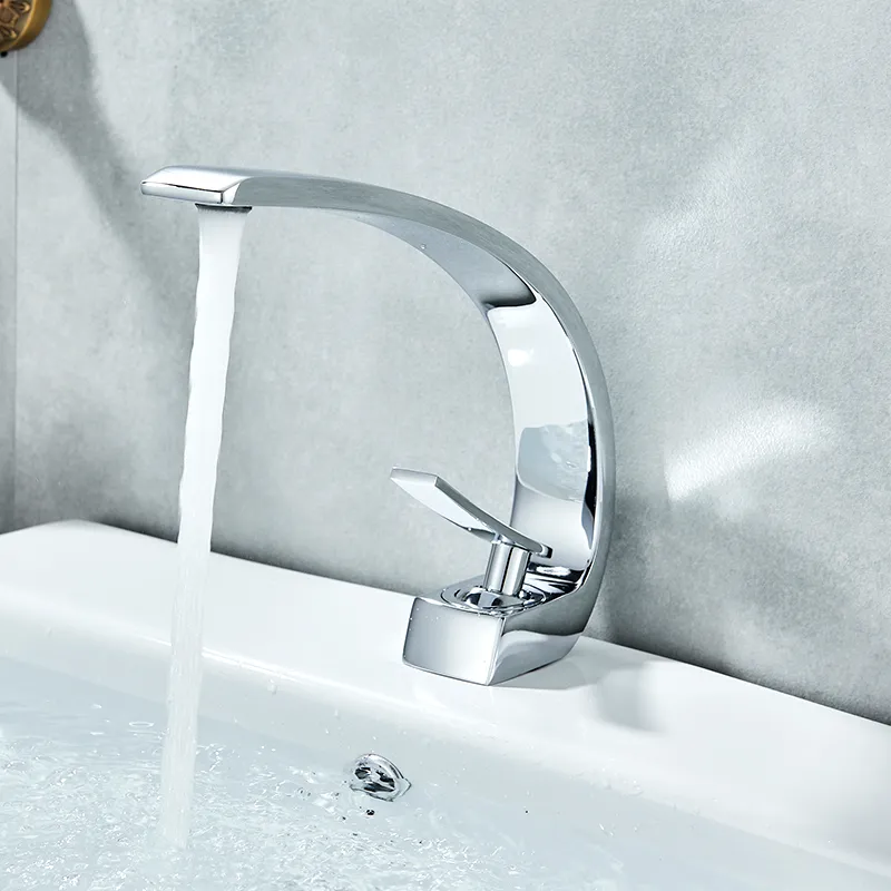 Quyanre Chrome Brass Bathroom Basin Mixer Tap Single Handle Single Hole ...