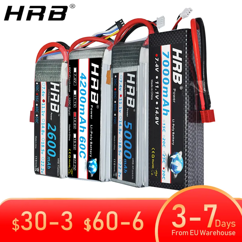 High-Capacity LiPo Battery Pack - 2S to 6S 7.4V-22.2V - 3000mAh to ...