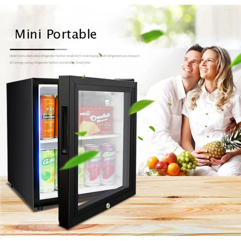 DHgate Mini Fridge 42L Compact Refrigerator with Single Door 50W Wine Milk Food Cold Storage Home Cooler Ideal for Dorms Home Garden