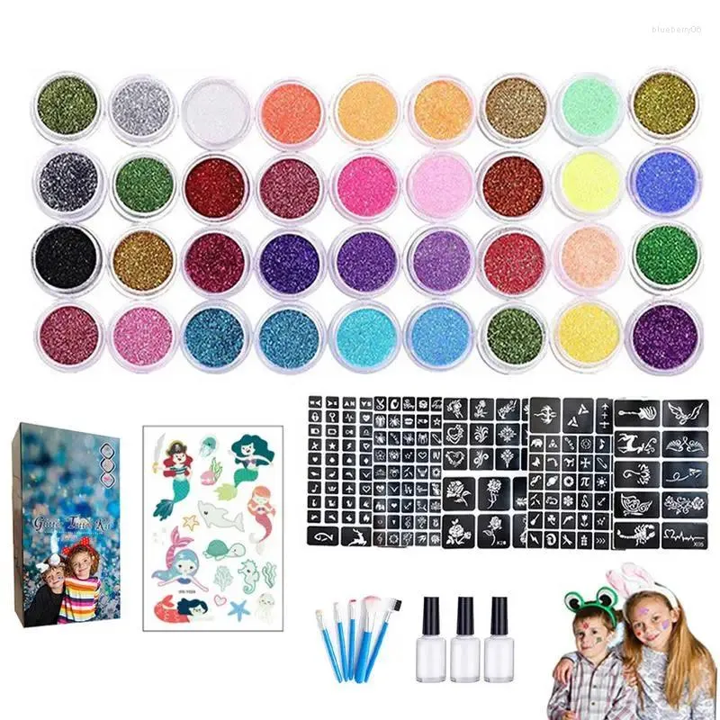 DHgate.com:Glitter Tattoo Kit, 36 Colors Temporary Tattoos with 5 ...