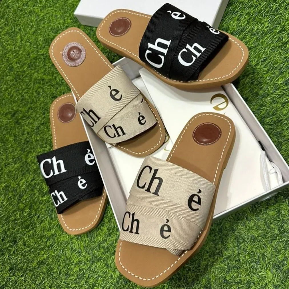 Designer Woody Flat Slides Women For Women Canvas, Rubber, And Cross ...