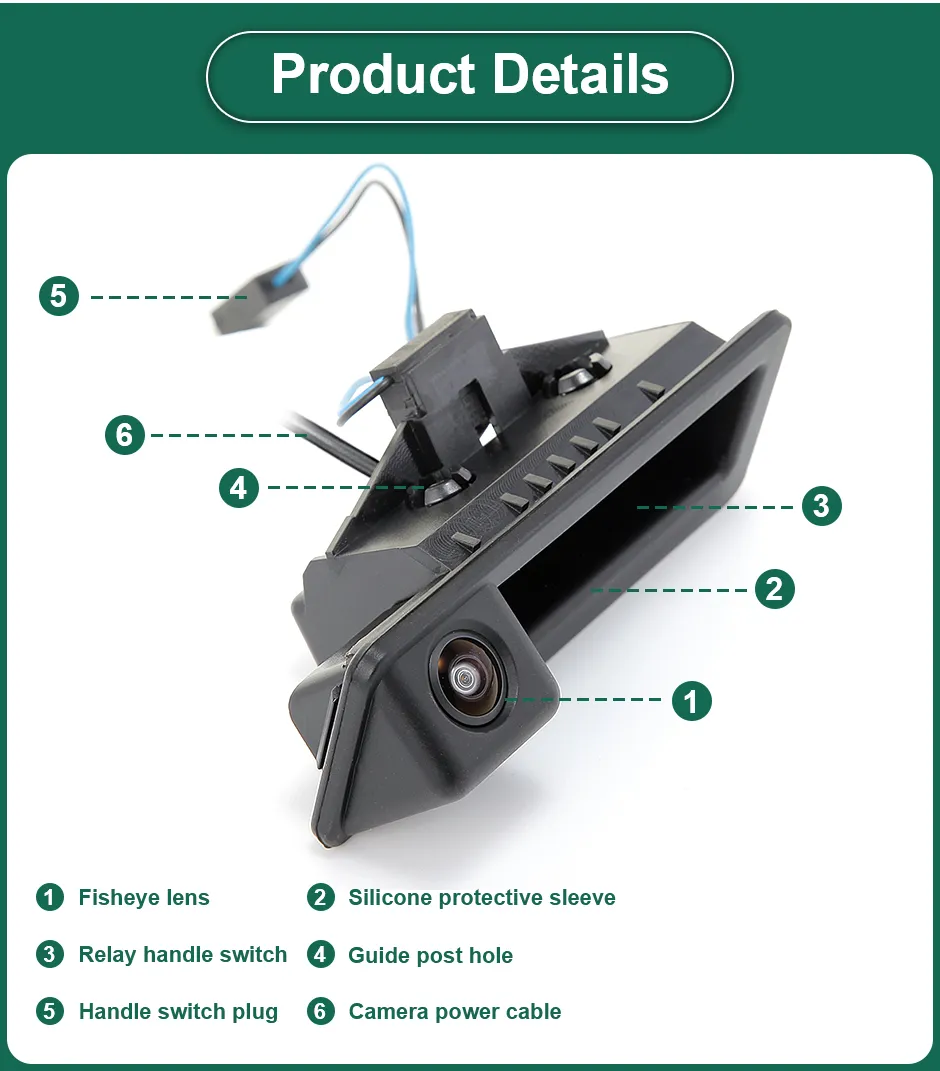 Vehicle HD AHD 1080P Fisheye Lens Car Reverse Backup Trunk Handle ...