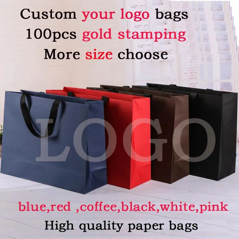 DHgate.com:240322 Custom Thick Paper Tote Bags | Bulk 100 Pack Gift ...