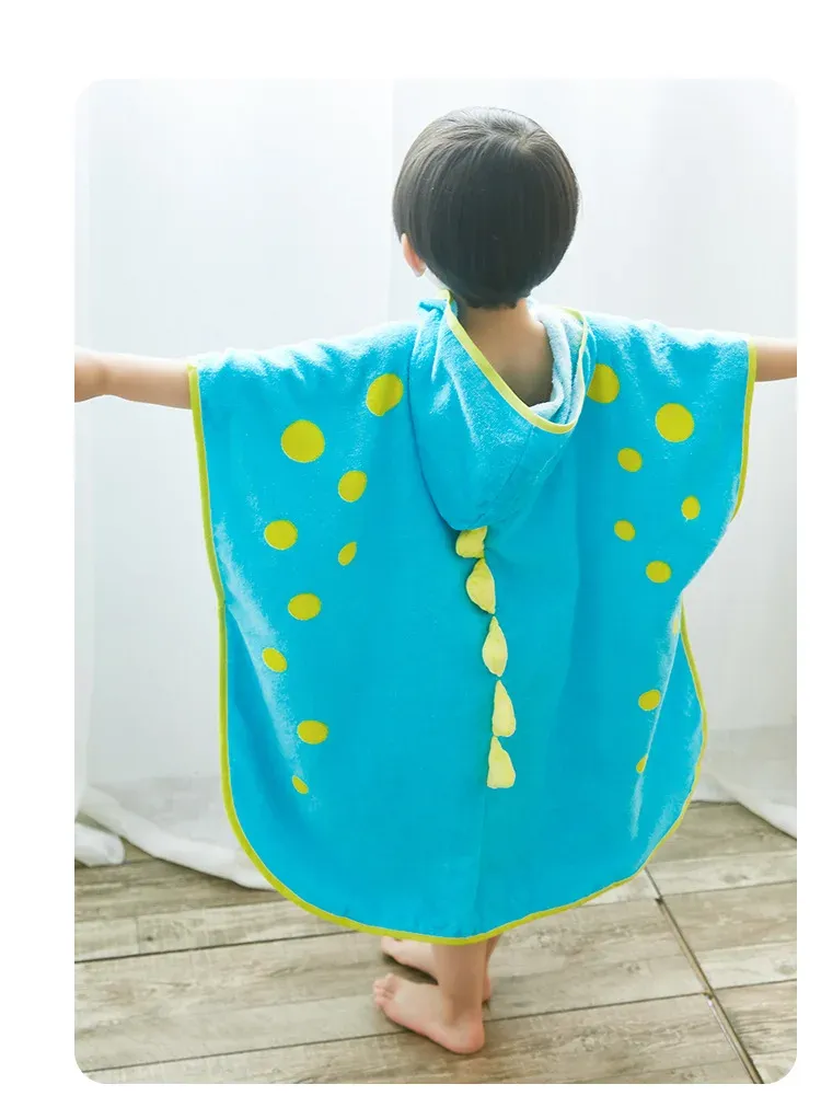Blue Green And Pink Spot Stain Dino Dinosaur Kid Ponchos/Hooded ...