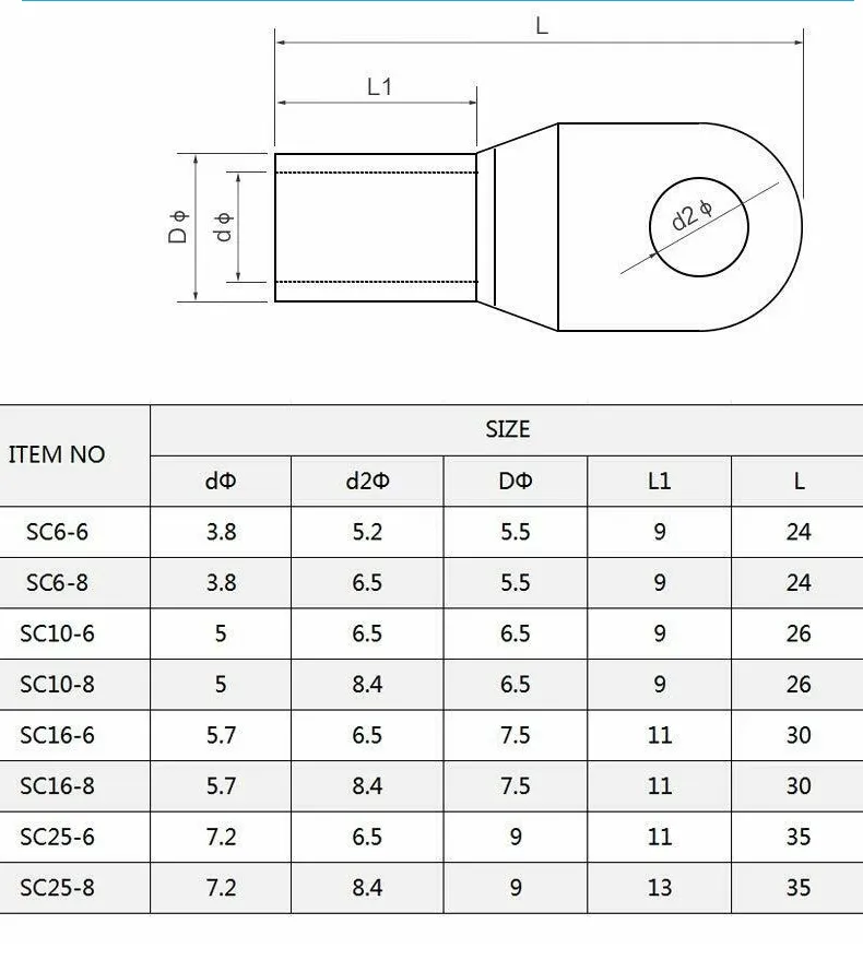 DHgate.com:SC-Type Wire Nose Terminal Cable Lugs - Copper Battery Crimp ...