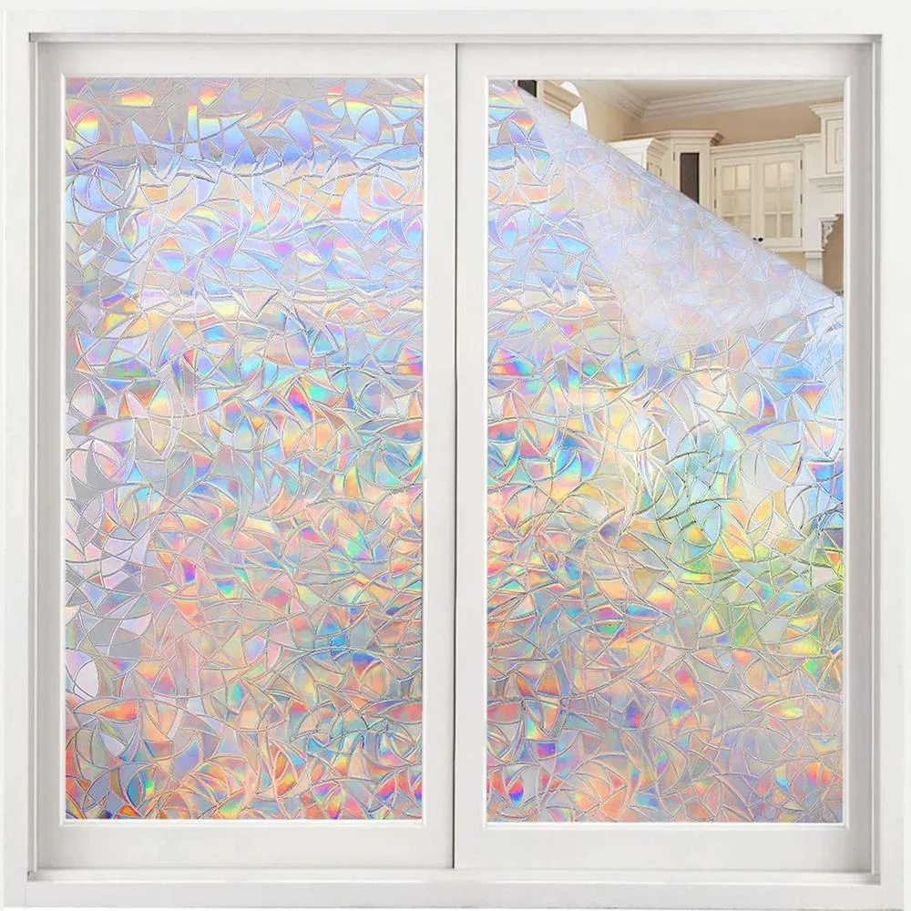 3D Rainbow Effect Window Film 45x100cm Stained Glass Vinyl Self ...