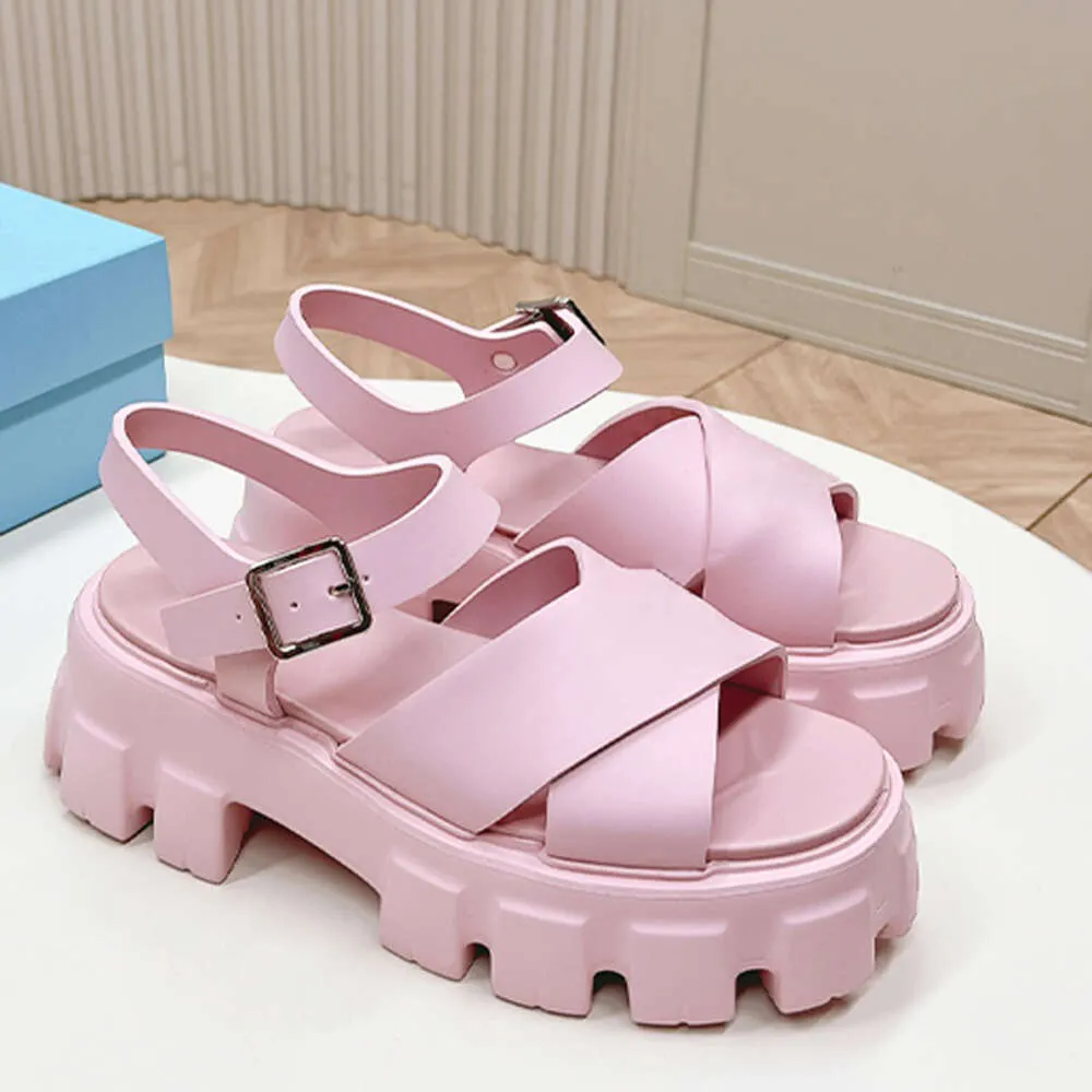 Bulk Monolith Foam Rubber Pink Platform Sandals With Padded Nappa ...