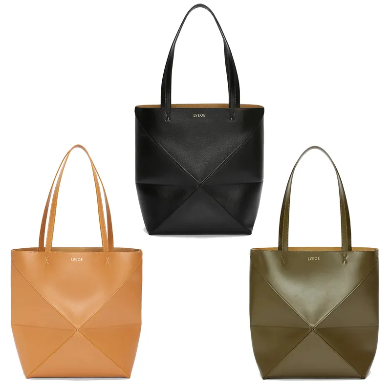 Large Foldable Tote Bag: Stylish Puzzle Design, Luxury Leather, Travel ...