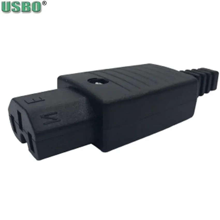 Black UPS PDU IEC320 C15 Power Cable Plug Female Socket 10A 250V ...