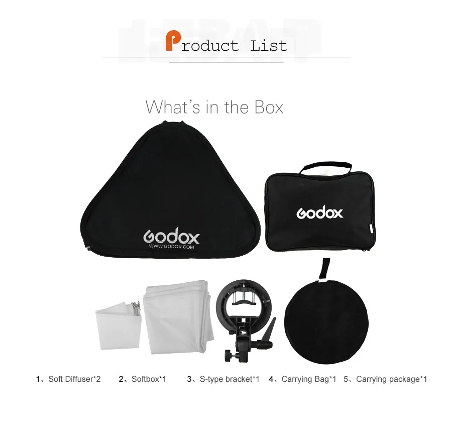 GODOX Foldable softbox for lighting with S-Type Bracket, Stable Bowens ...