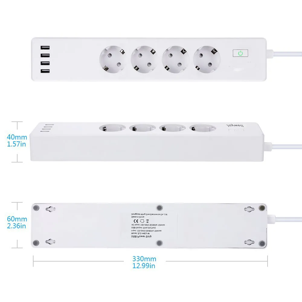 DHgate.com:2024Smart Power Strip, EU Standard with 4 AC Outlets and 4 ...