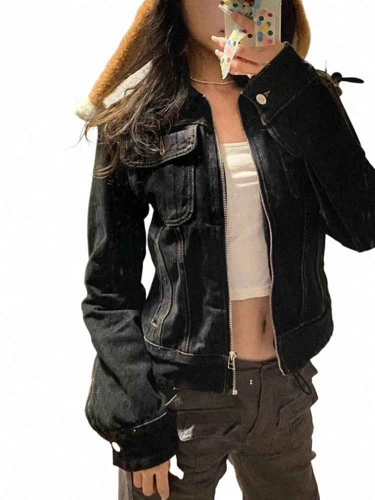 DHgate.com:Womens Vintage Black Denim Coat, 2024 New Lapel DHgate.com:Womens Vintage Black Denim Coat, 2024 New Lapel