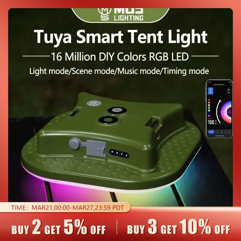 Smart Rechargeable LED Camping Lantern With Bluetooth Control, Tuya APP ...