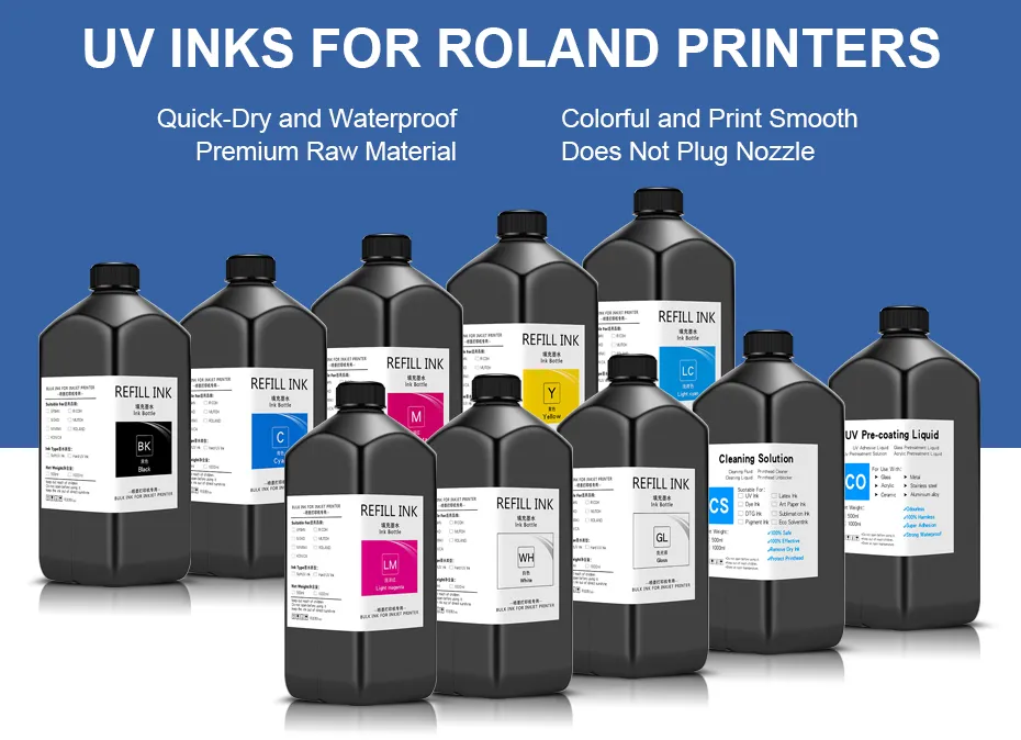 1000ml LED UV Ink Roland Eco UV Eco UV2/UV4/UV5/UVS LEF 12 LEF 20 LEF 30 LEF 200 LEF 300 LEC 300 ...