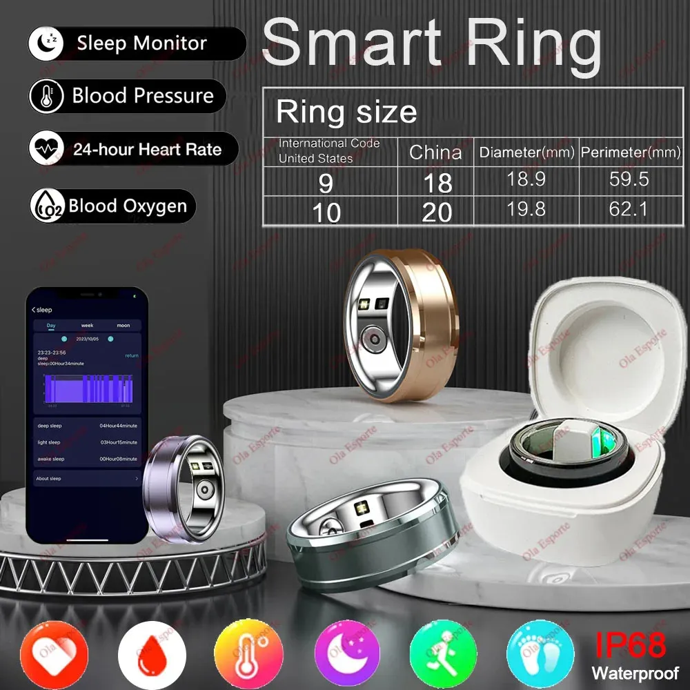 Smart Health Ring: Heart Rate, Blood Oxygen, Thermometer & Fitness ...