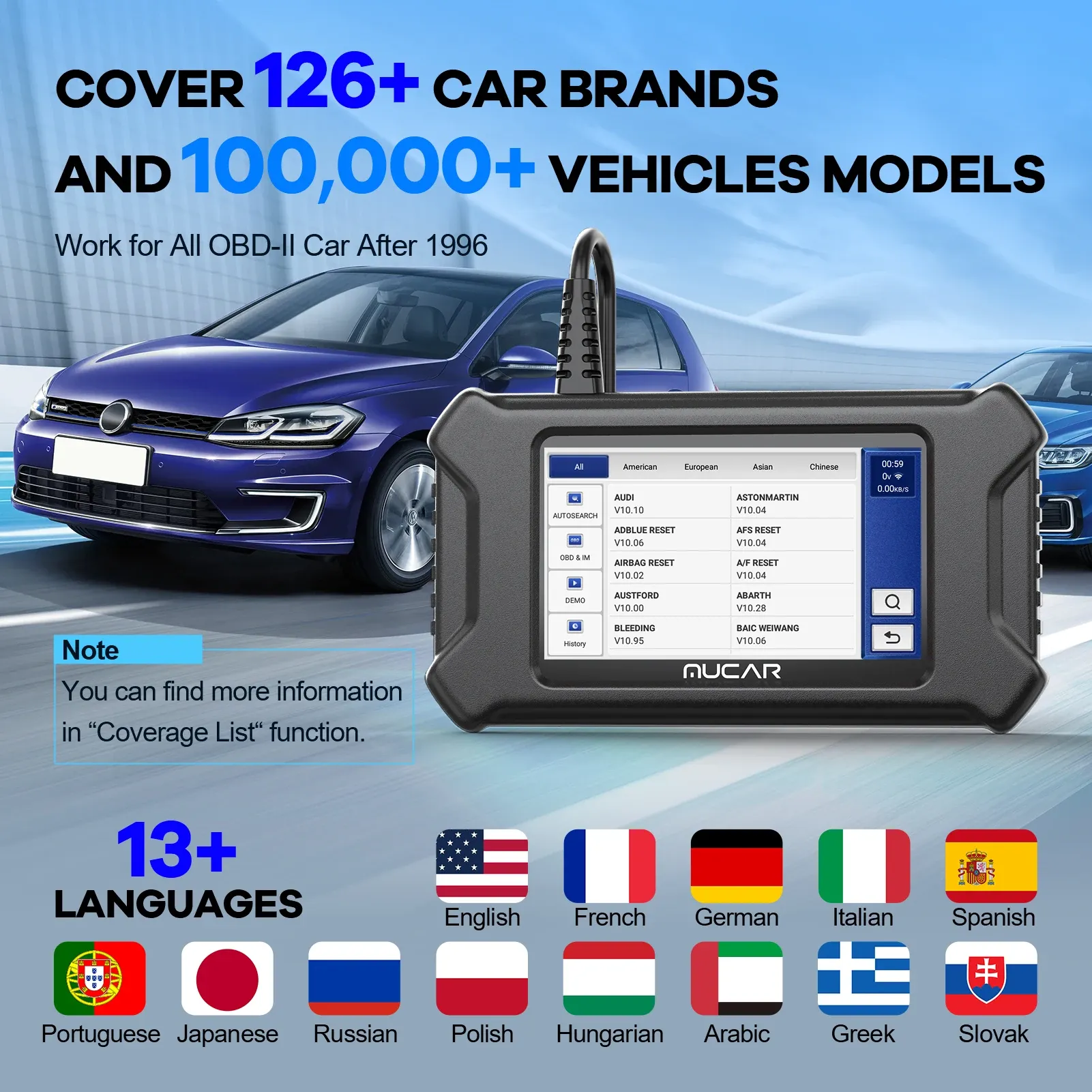 MUCAR CS90 OBD2 Scanner: Diagnose Car Faults, 28 Reset Functions ...