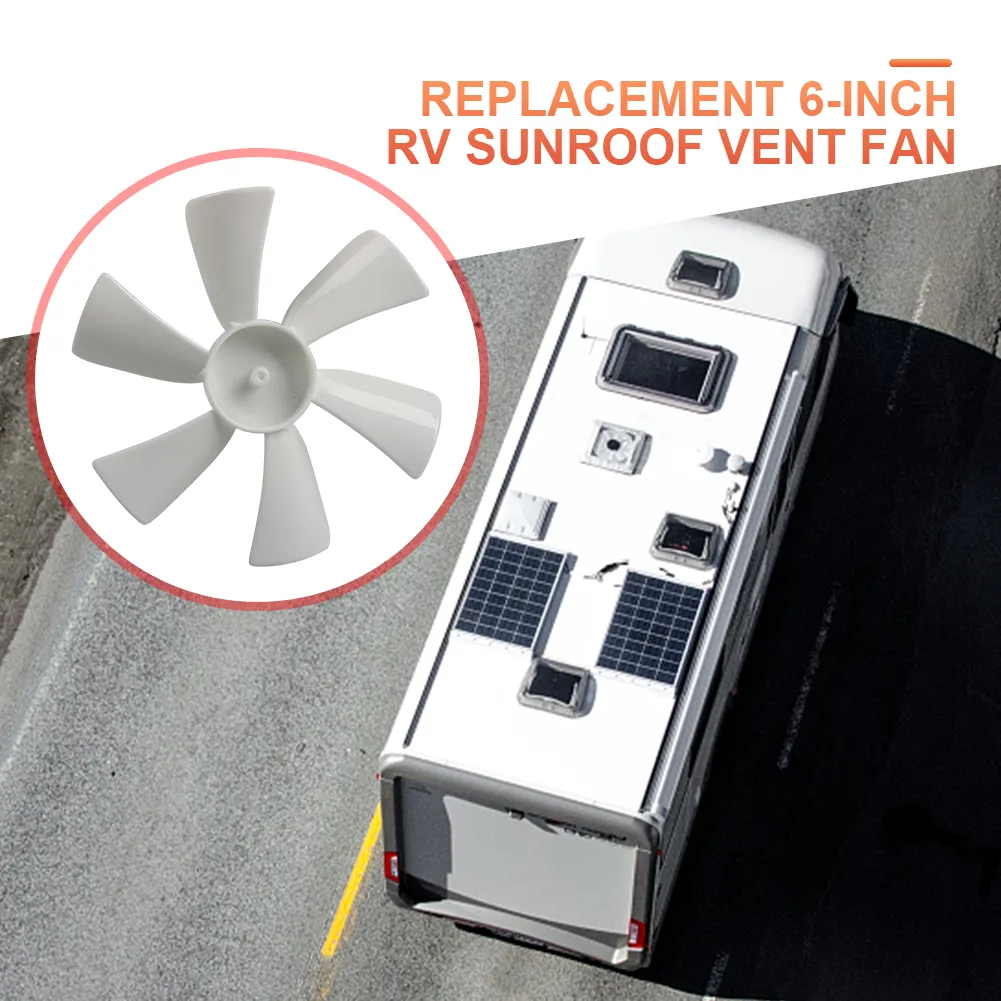 6 RV Vent Fan Blade with D-Shaft Motor Replacement, White, 12V, for ...