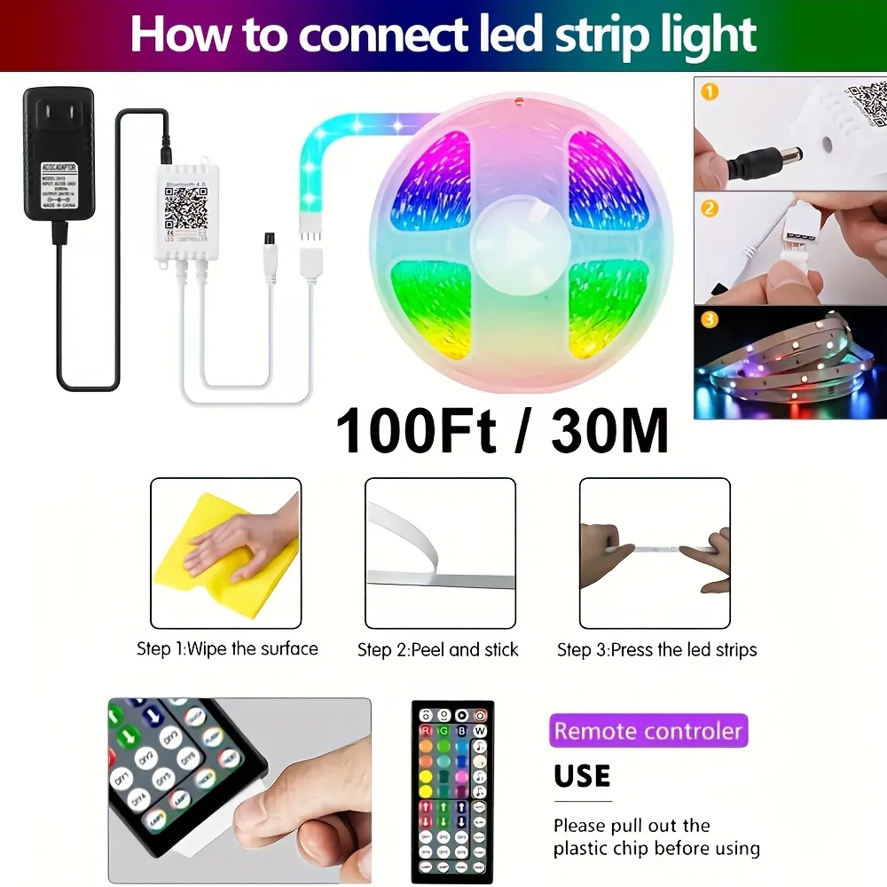 Type LED Strip Lights Quantity 300 LEDs Color RGB, APP Control Function ...
