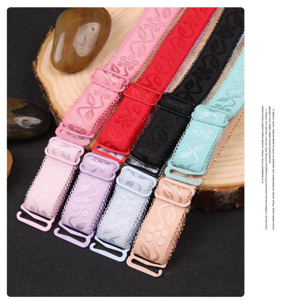 Lengthened and widened adjustable rubber-coated buckle bra straps with ...
