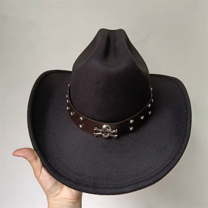 DHgate.com:Premium Soft Skull Cowboy Hat - Faux Leather Wide Brim ...