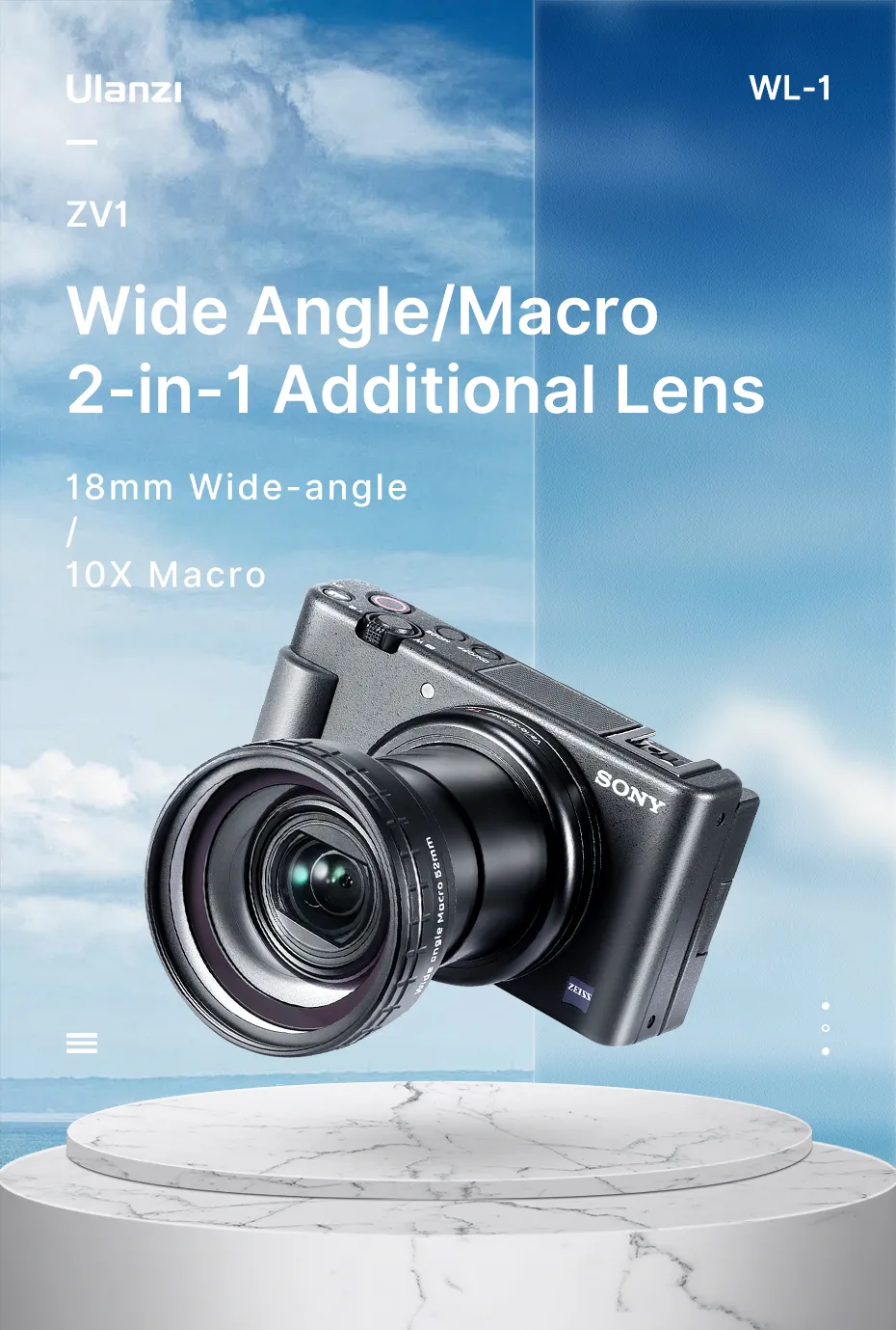 ULANZI SONY ZV1 2-in-1 single lens reflex with 18MM Wide Angle Lens ...