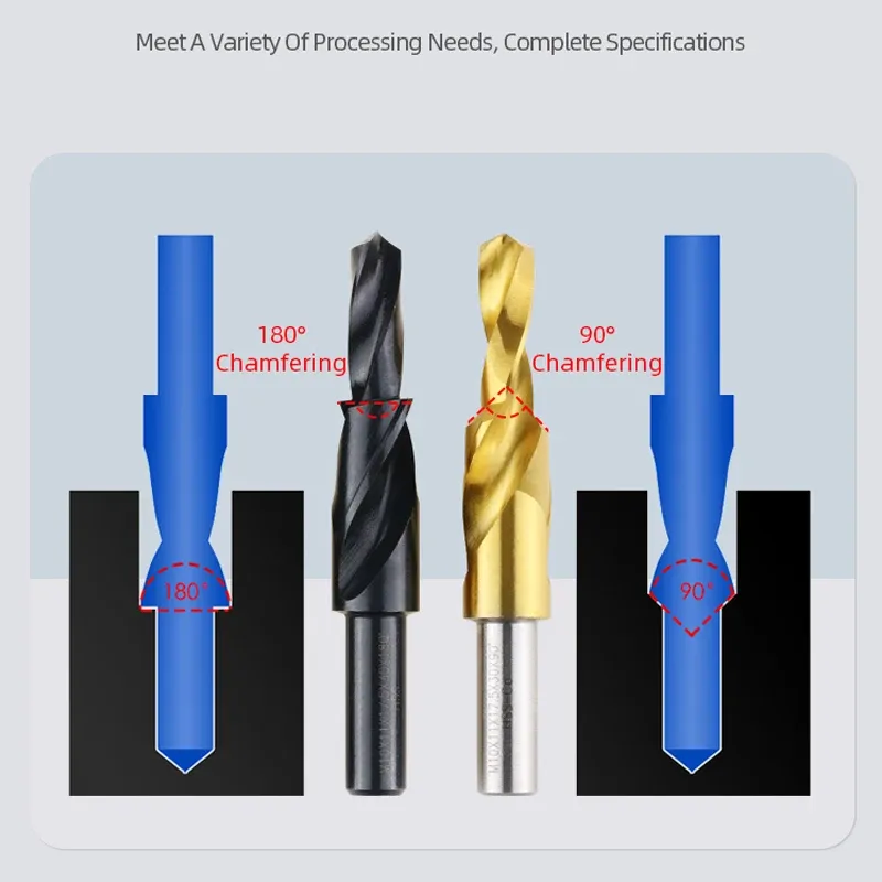 ABAOTE Two Stage Drill Bit 90/180 Degree HSS6542 Nitride Twist Step M3 ...