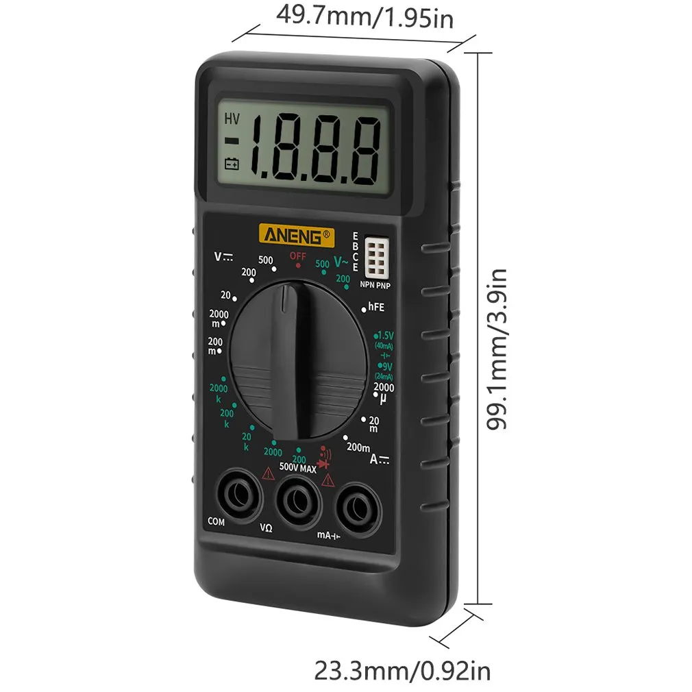 Digital Mini Multimeter DT-182 Handheld Pocket Voltmeter Ammeter with ...