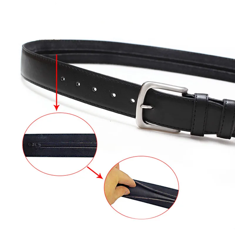 125cm Hidden Cash Anti-Theft Belt: Daily Travel PU Leather Waist Bag ...