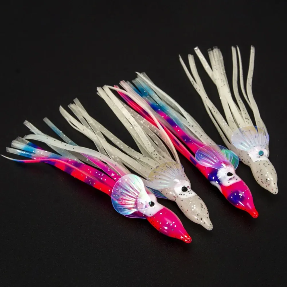 10/Luminous Rubber Squid Skirts Octopus Soft Fishing Lures Tuna Sailfish Baits Mix Colors 5/6/8 ...