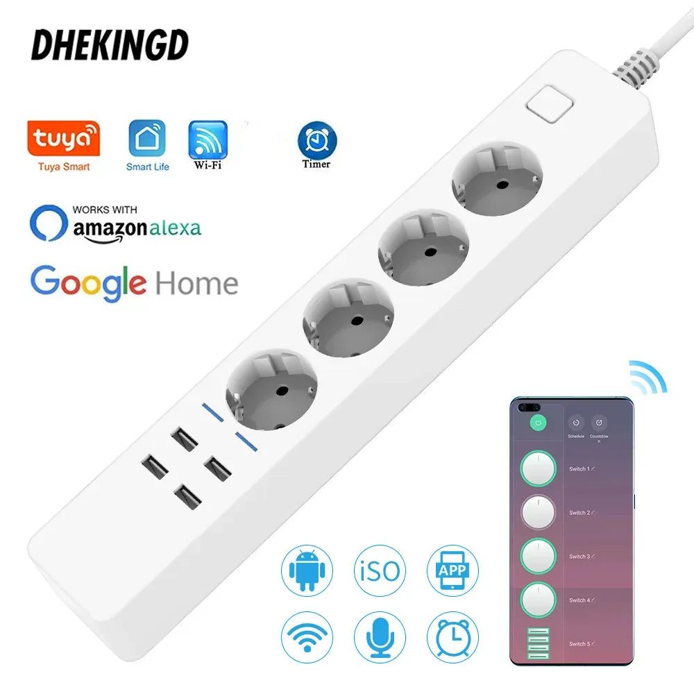 Smart Power Strip: Control 4EU 4USB Outlets, 5V3.1A Charging Ports with ...