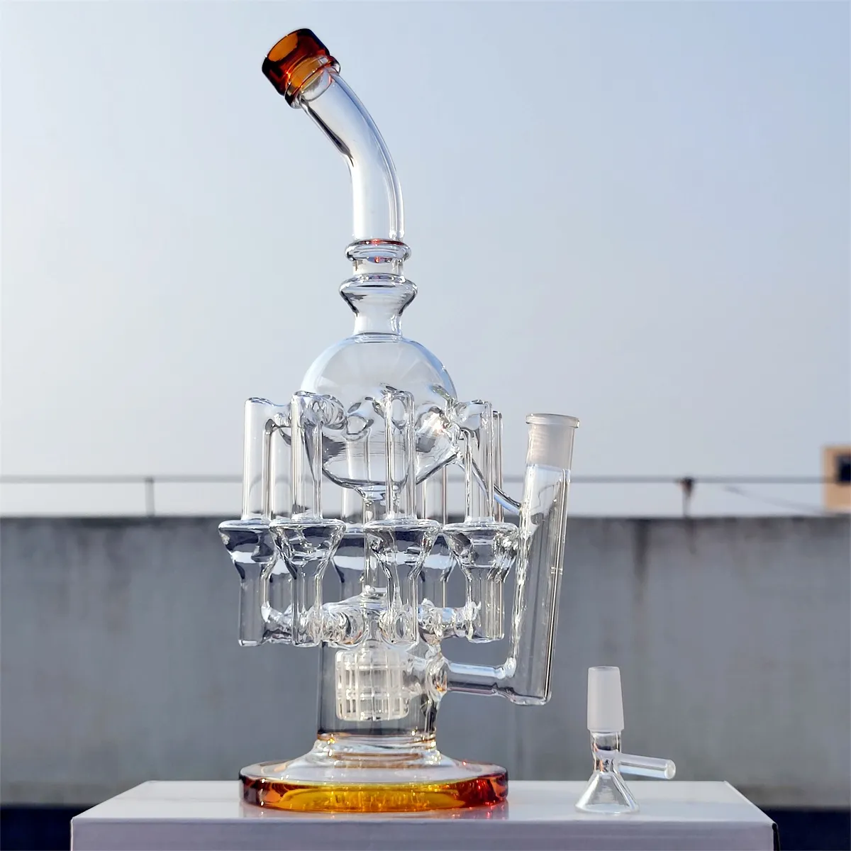 14 Inch 8 Arms Large Octopus Multi Color Champagne Fab Egg Hookah Glass ...