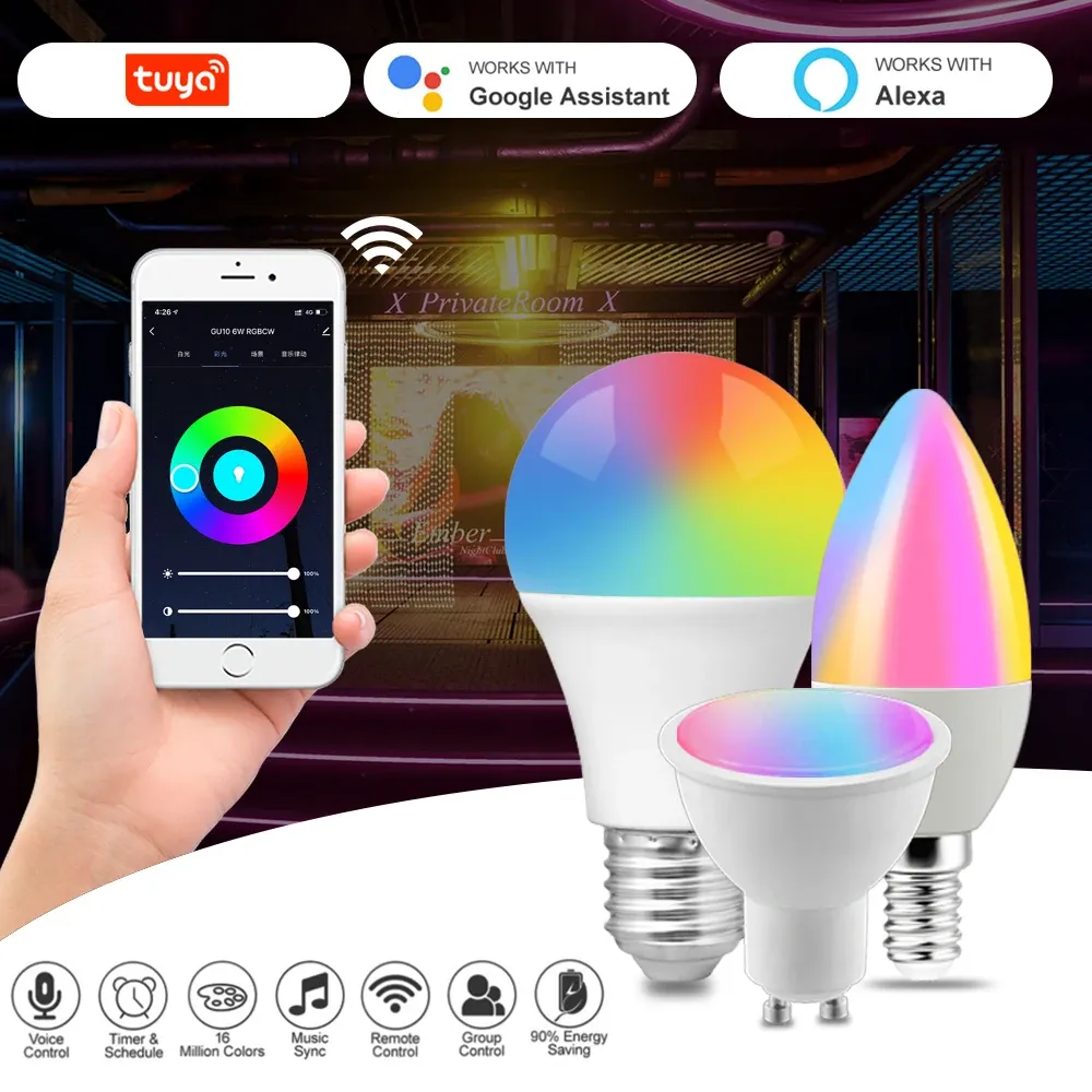 DHgate.com:Tuya Rgb Smart Gu10 C37 A60 T37 E14 E27 B22 Light Bulb ...