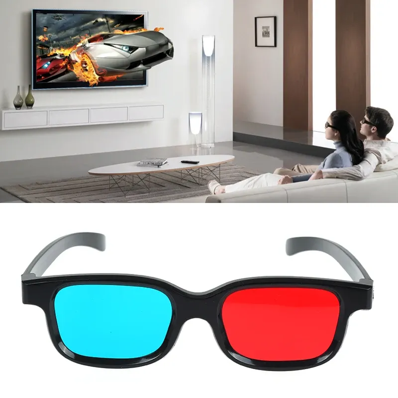 3D Anaglyph Glasses for Movies, Gaming, and LED Projectors - Black ...