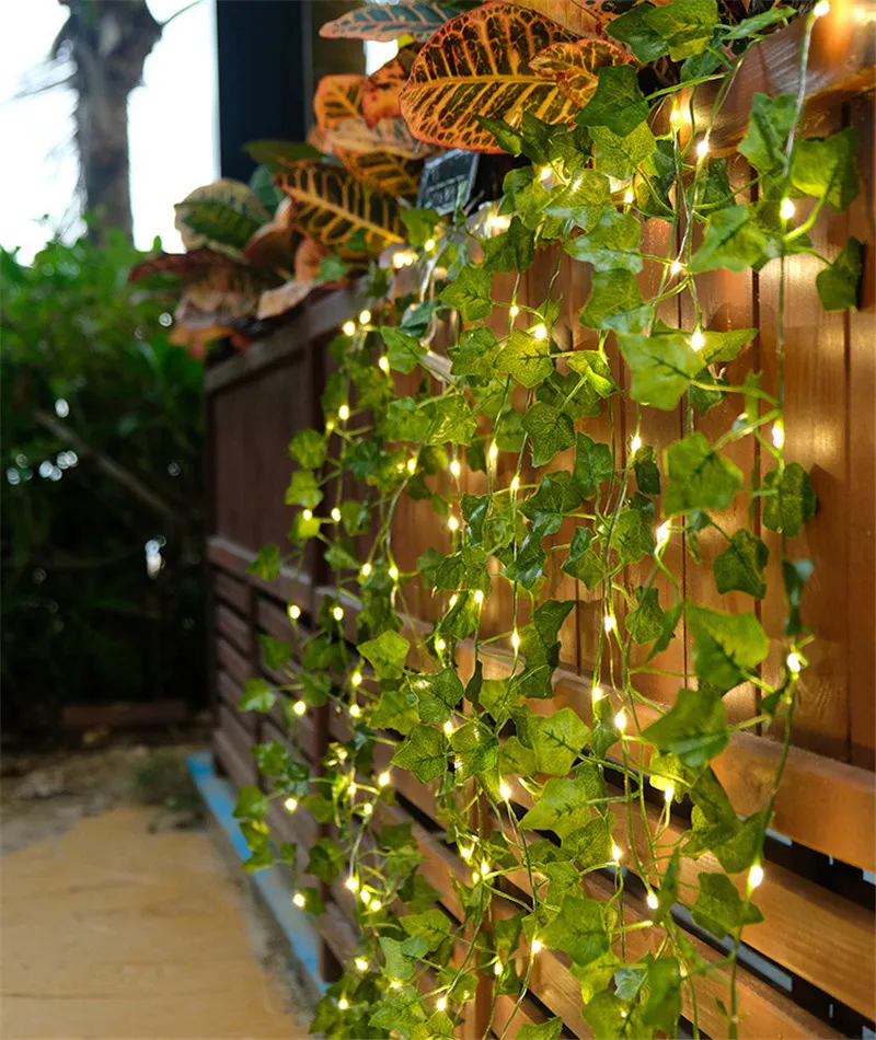 Artificial Leaf Flower Solar Fairy LED Lights Garland 10-ft Decorative ...