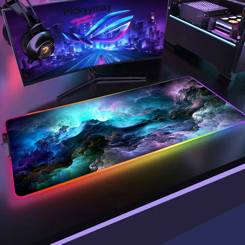 Space Large RGB Mouse Pad Gaming Mousepad LED Mouse Mat Gamer Mousemats ...