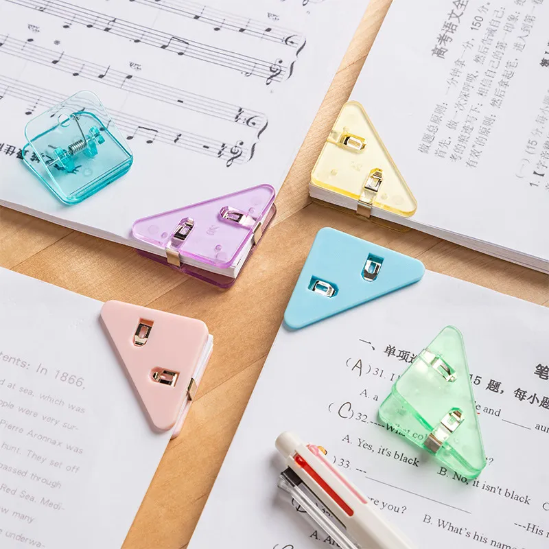 Triangle Corner Clips Paper Clip Stationery Transparent Page Holder ...