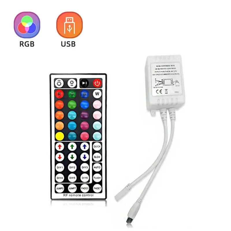 RGB LED Strip Light Kit - 44-Key IR Remote, 12-24V DC, 2835/5050 LEDs, 4-Pin Connector, for Home ...