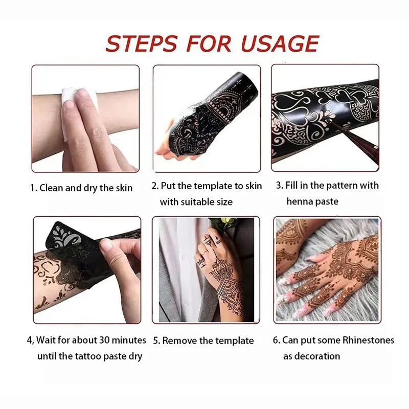 Wholesale Henna Tattoo Stencils Reusable Painting Stencil For Hand Body ...
