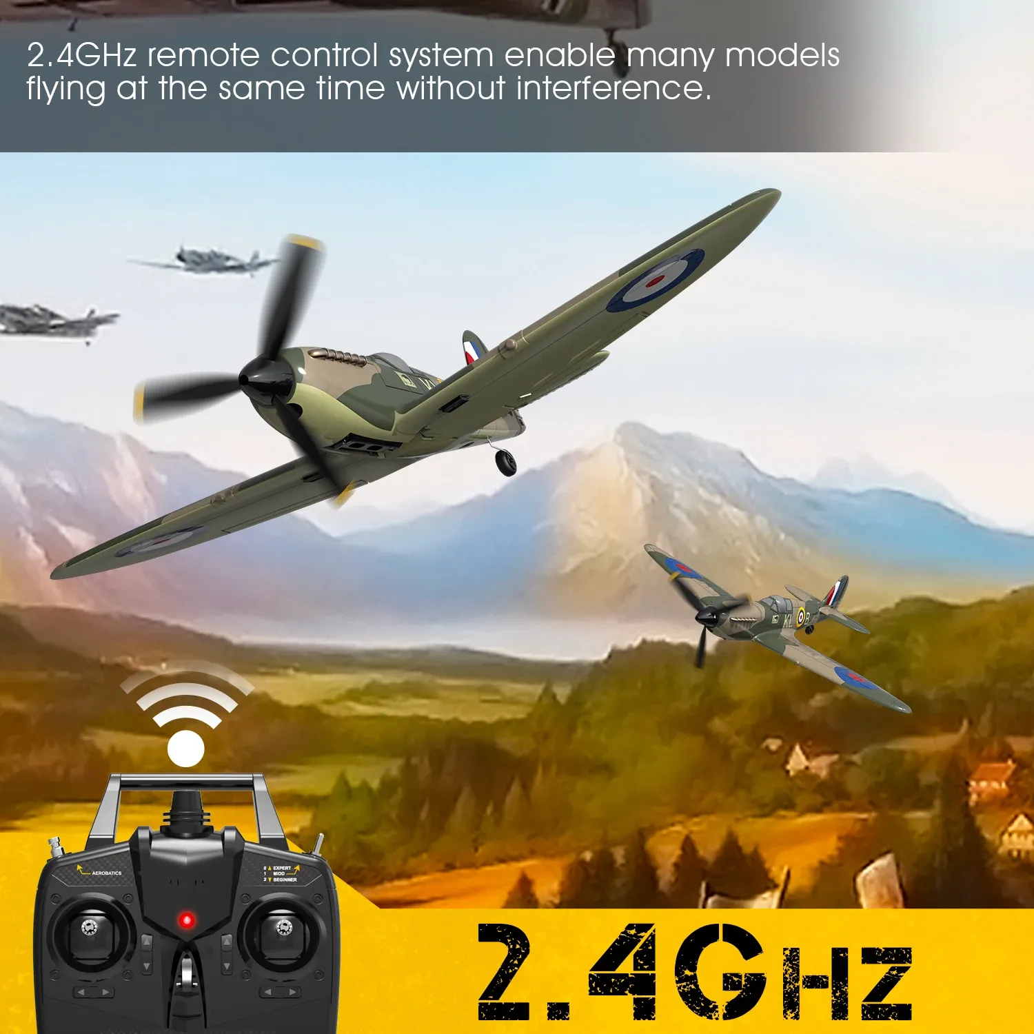 RC Spitfire Plane 2.4G 4CH EPP 400mm Wingspan Remote Control Fighter ...